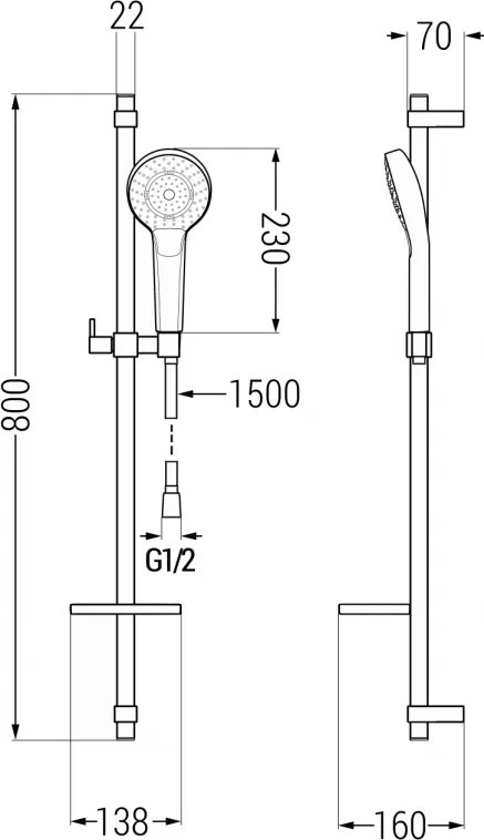 Mexen sprchový set DQ05, chrom, 785054581-00
