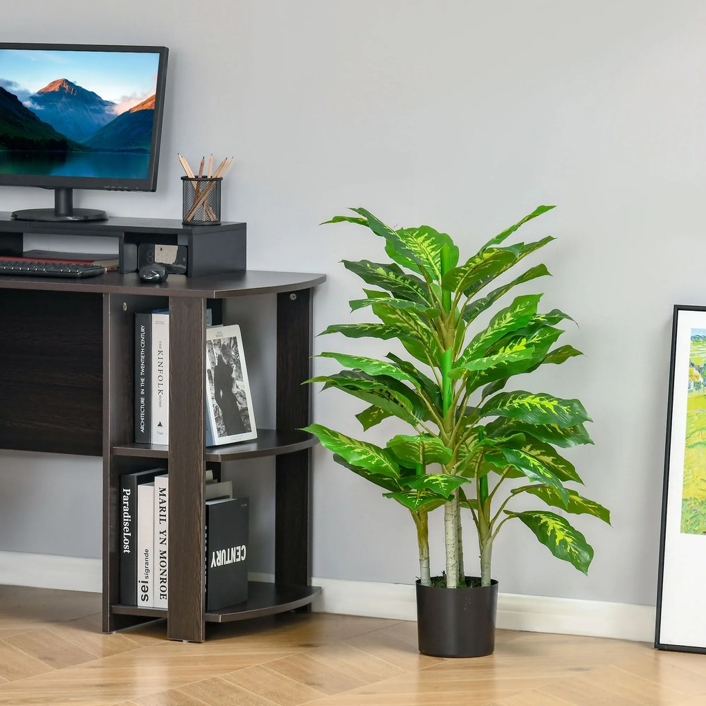 HOMCOM Velká Umělá Dieffenbachia 95 cm - Umělá Rostlina v Květináči, Umělý Strom s Umělou Trávou pro Dekoraci Obývacího Pokoje, Ložnice, Zahrady