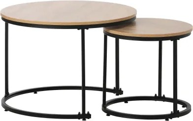 Aosom Kulatý konferenční stolek 2dílná sada, skládací příruční stolky z MDF s kovovým rámem, úsporný design, Velký stůl: 50 x 70,5 cm, Malý stůl: 45,…