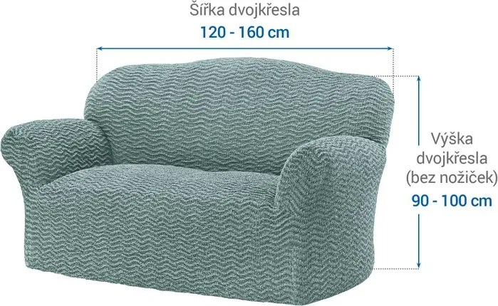 Bielastické potahy CRISTINA mátová dvojkřeslo (š. 120 - 160 cm)