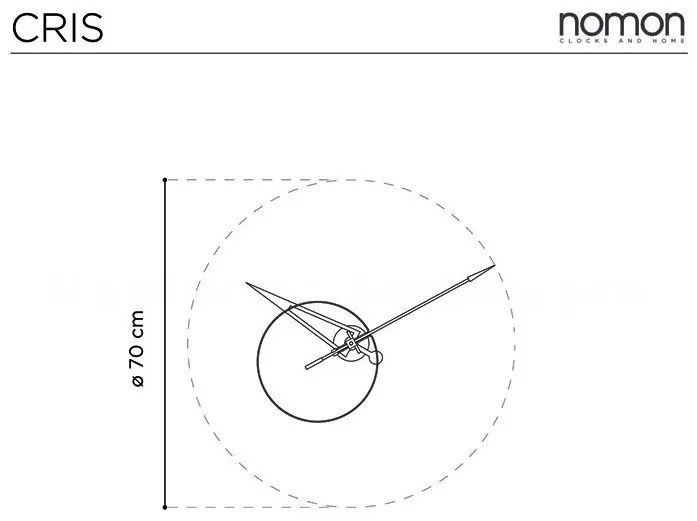 Designové nástěnné hodiny Nomon Cris walnut 70cm