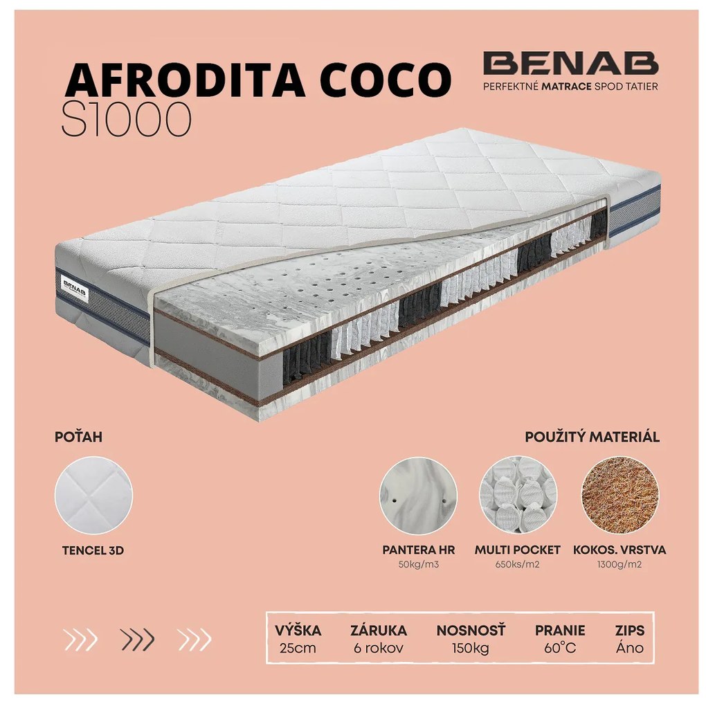 Taštičková matrace Benab Afrodita Coco S1000 220x140 cm (T4/T5). 763500