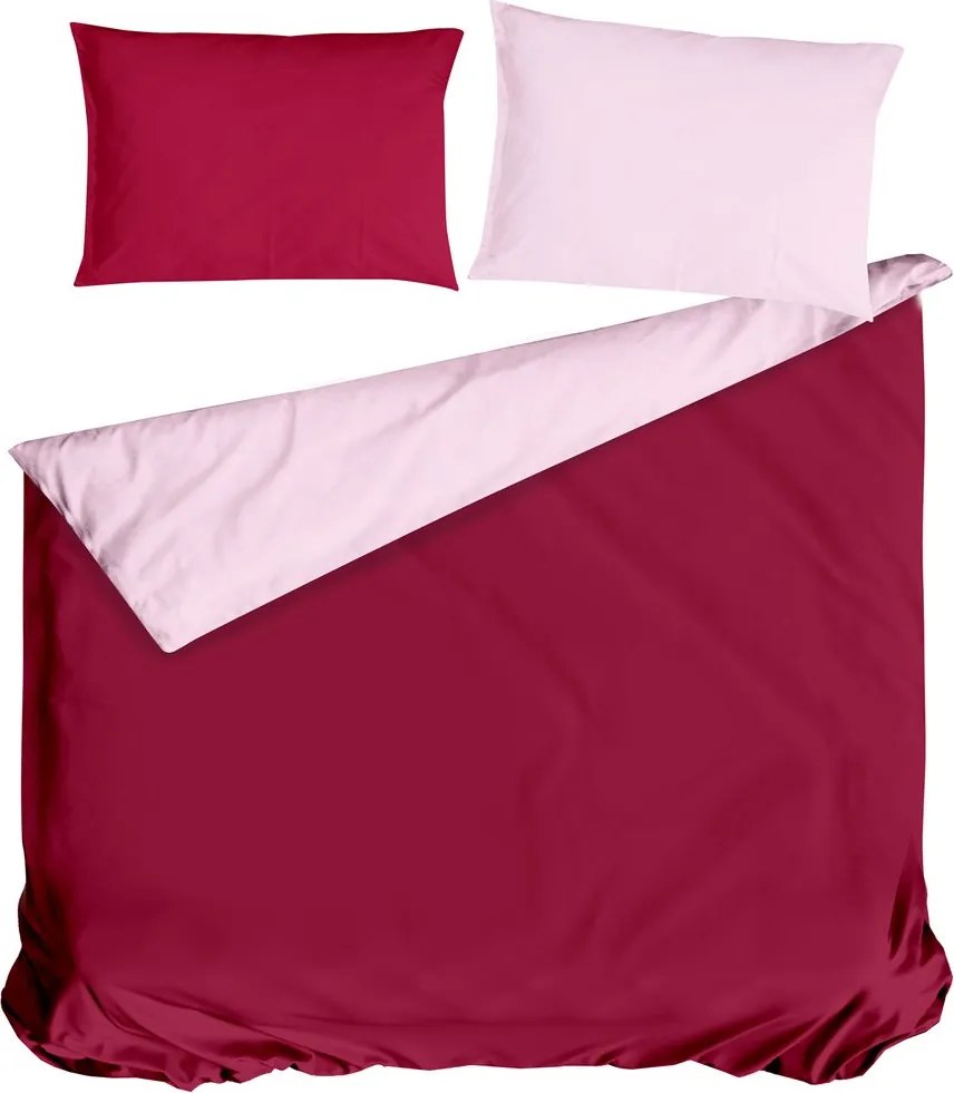 Italské povlečení 100% bavlna Doubleface vínovo-růžová - 140x200 / 70x90 cm
