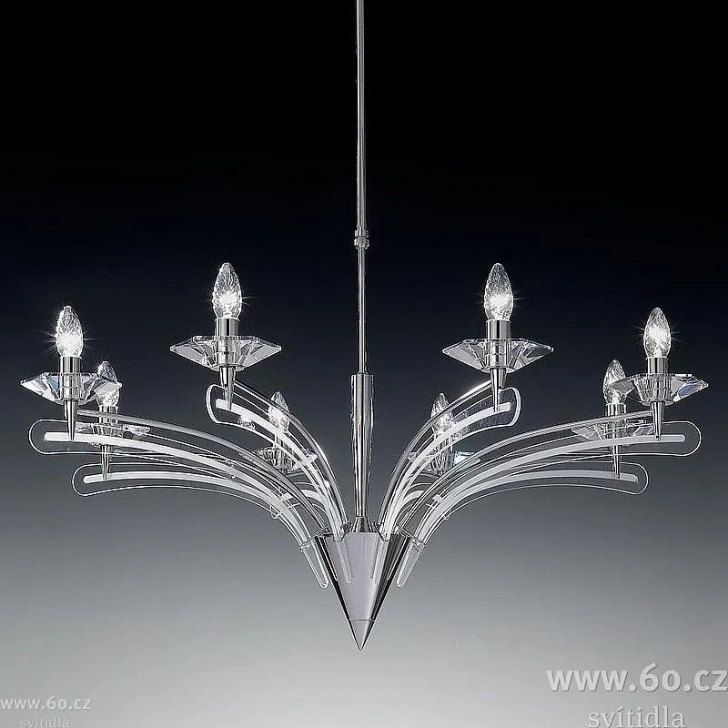 Metallux 197.188 Icaro, designový lustr, 8x40W, chrom, prům. 100cm