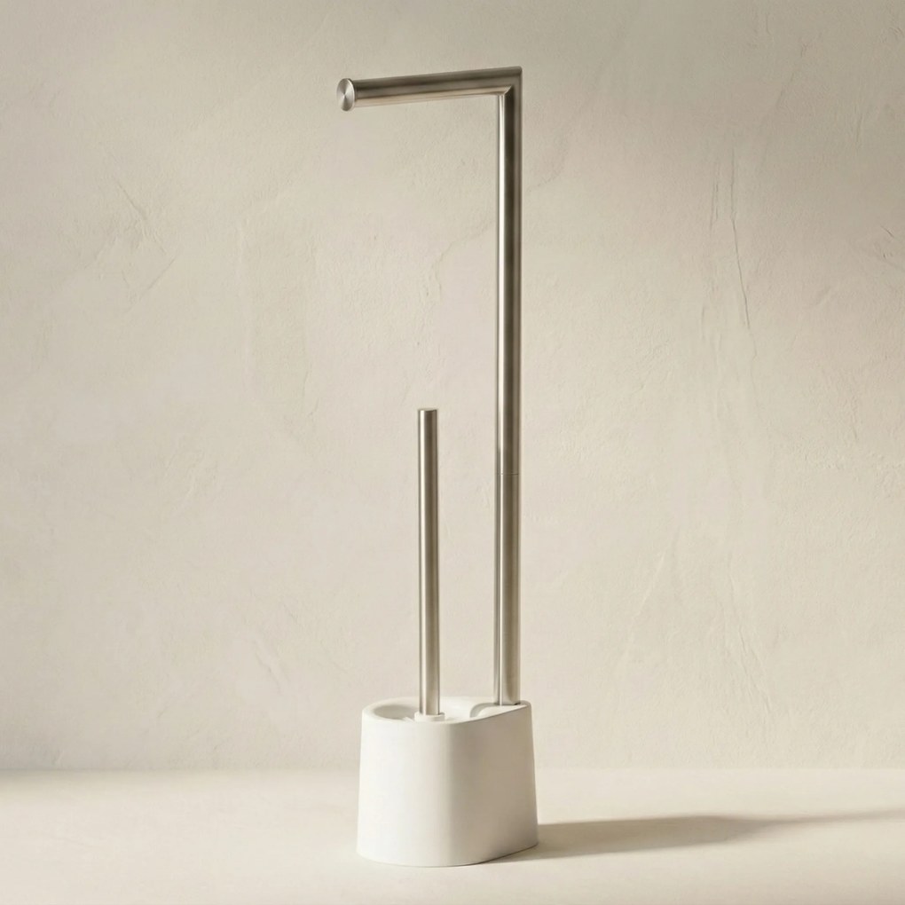 Stojan na toaletní papír a WC štětku STILK, bílý, 63 cm