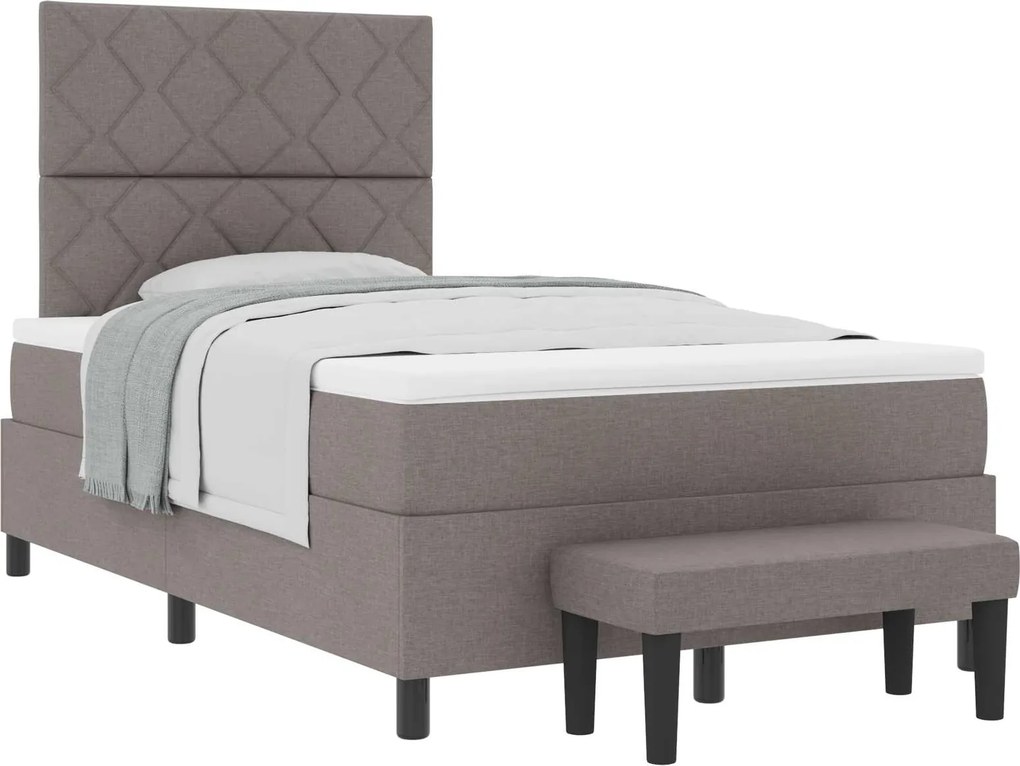 Postel s boxspringem s čelo Taupe 120 x 190 cm textil 3344132