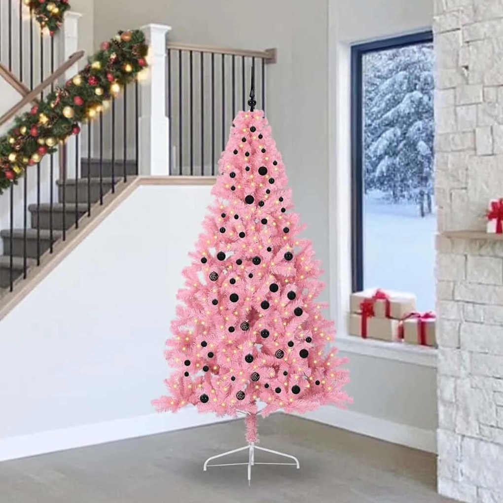 Umělý osvětlený vánoční stromeček Růžová 240 cm PVC 3397103