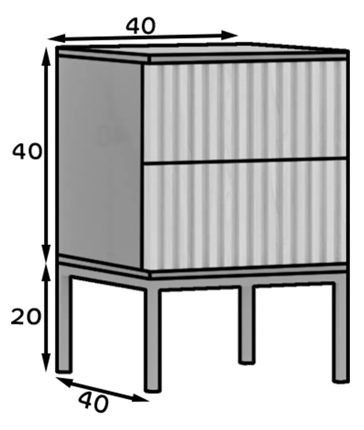 Eltap Noční stolek Meorati 40 Černá / Dub Artisan