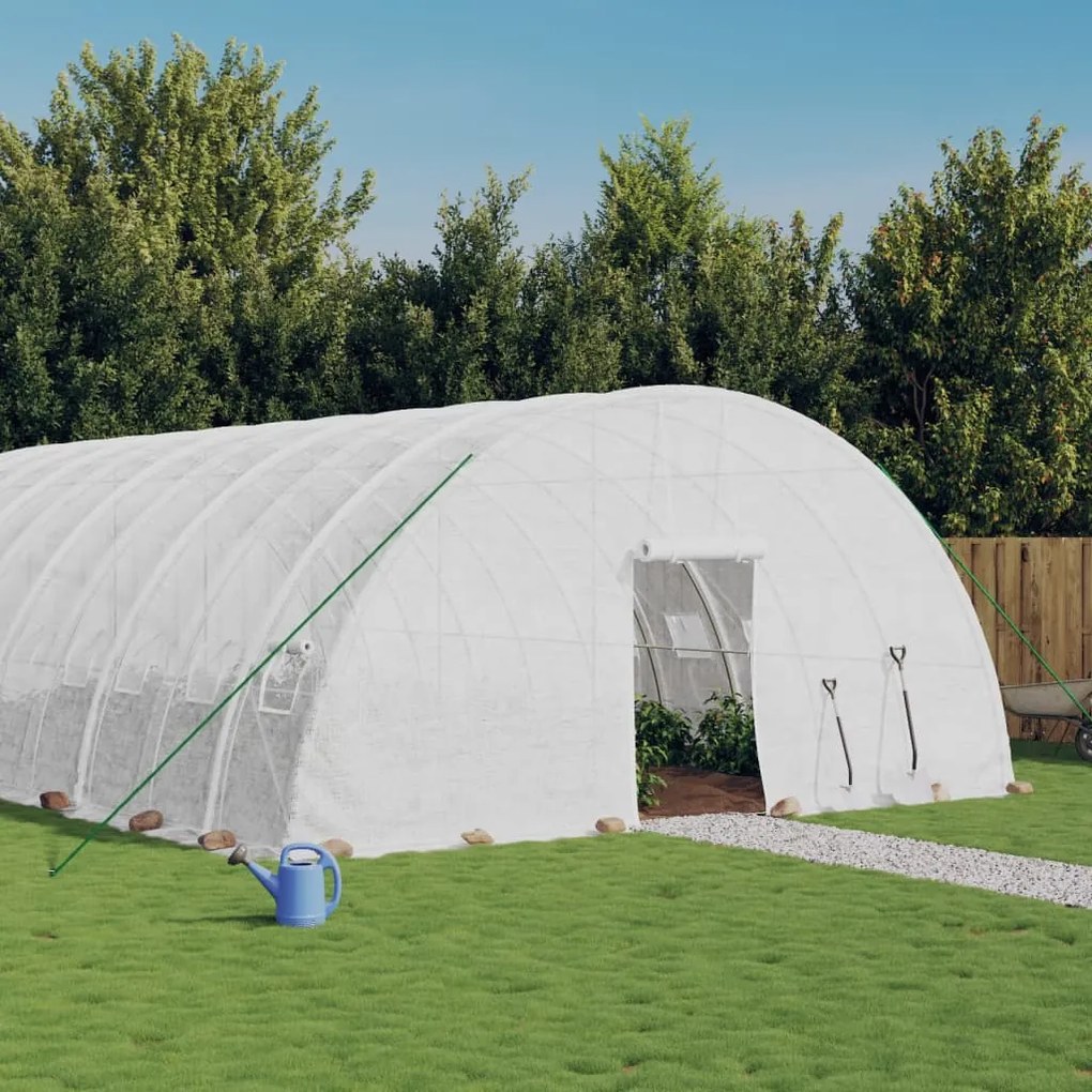 Skleník s ocelovým rámem bílý 120 m² 20 x 6 x 2,85 m 3188124