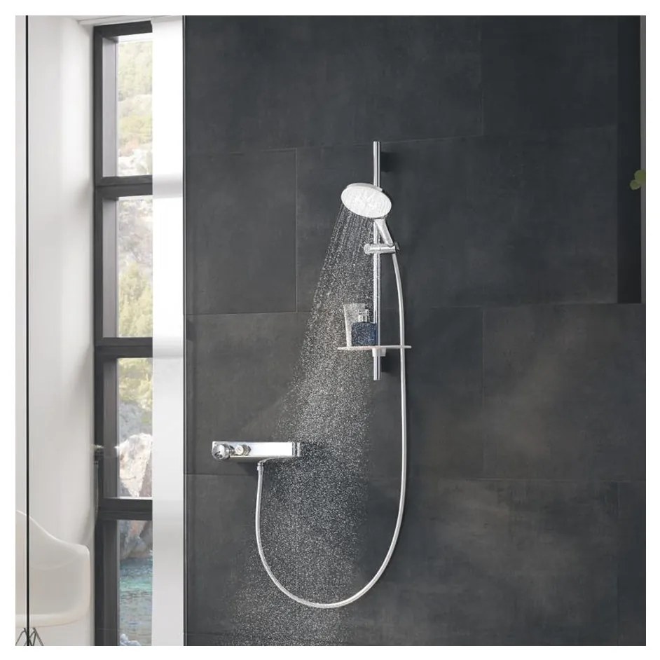 Grohe Rainshower SmartActive 150 - Sprchový set s tyčí 600 mm a se 3 proudy, 9,5 l/min omezovač průtoku, měsíční bílá 26592LS0