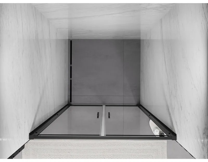 Mexen Exo, dvoukřídlé sprchové dveře 100x200 cm, 6mm čiré sklo, černý profil, 814-100-000-70-00
