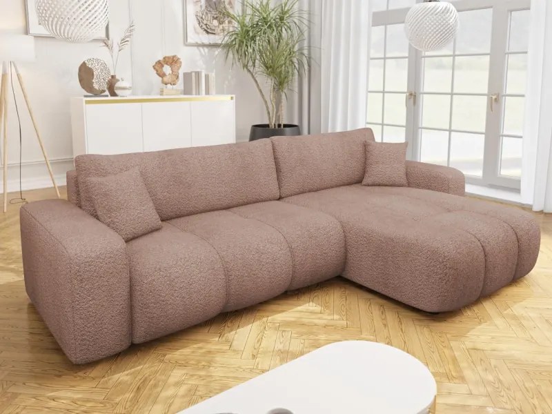 Rohová rozkládací sedačka Larow Maxi Boucle, Potah: Coral 15