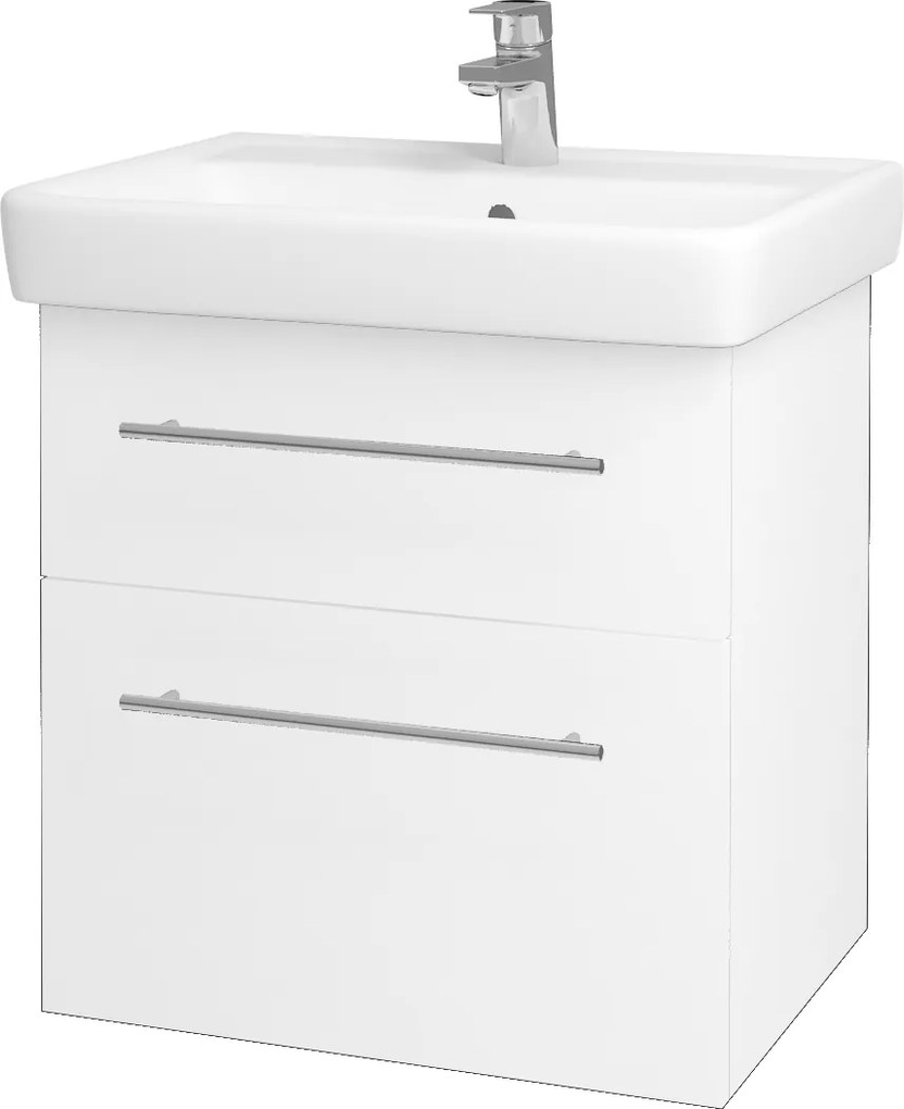 Dřevojas - Koupelnová skříň Q MAX SZZ2 60 - N01 Bílá lesk / Úchytka T02 / L01 Bílá vysoký lesk 60117B