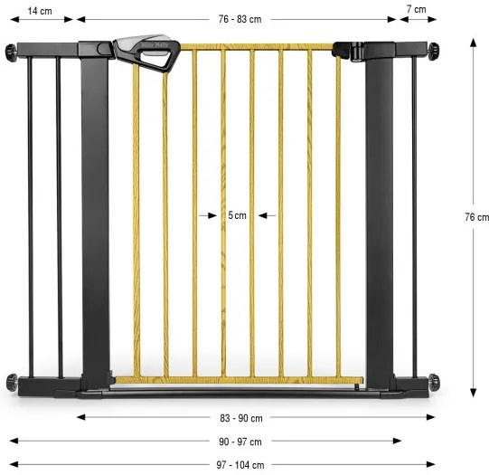 Bezpečnostní zábrana GUARDY 104 s rozšířením, černá / přírodní