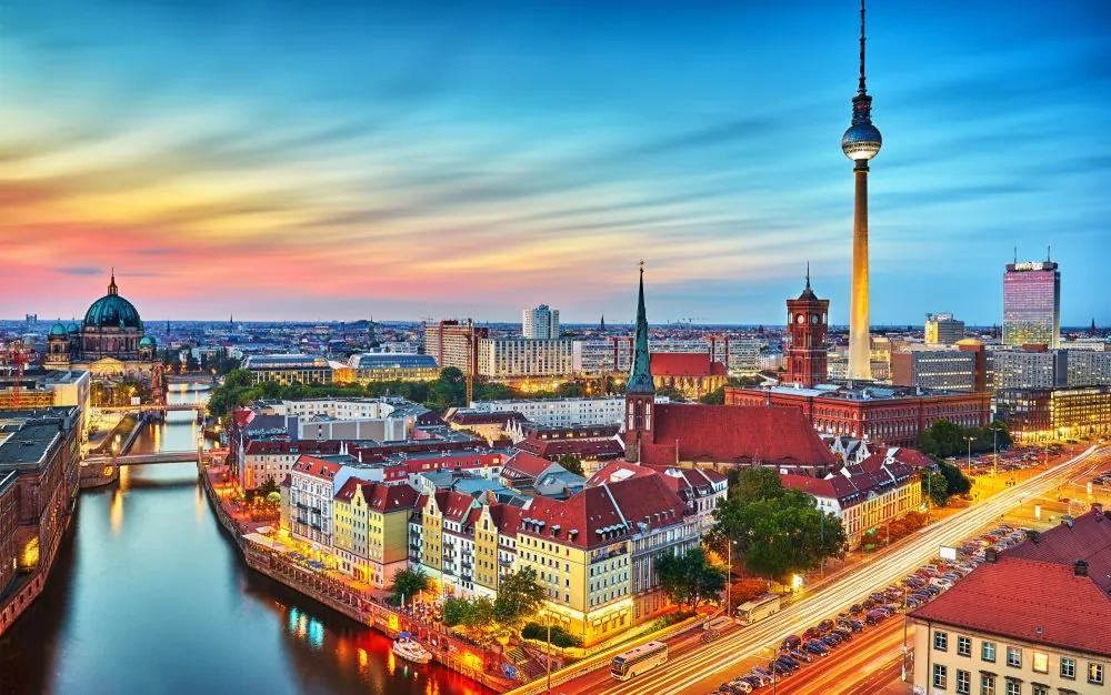 Vícedílný obraz Barevné Nebe A Panorama Berlína Nedostatek Nedostatek Plátno Canvas 160x100