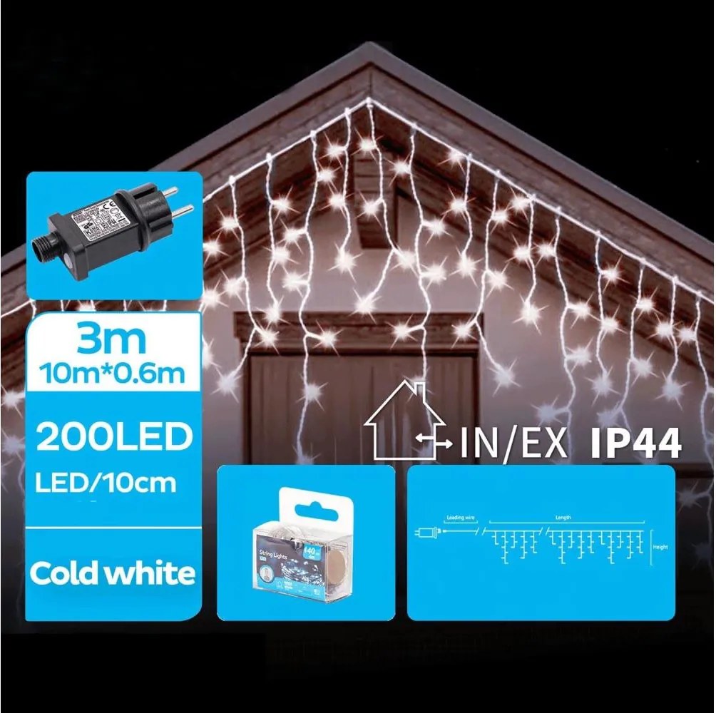 BRILAGI - LED Venkovní řetěz 200xLED/8 funkcí 13x0,6m IP44 studená bílá