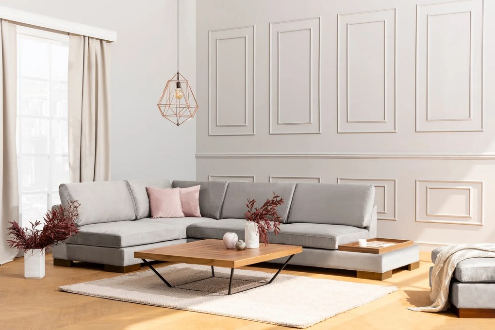 Hanah Home Rohová pohovka TULIP světle šedá levý roh 560ARE1157