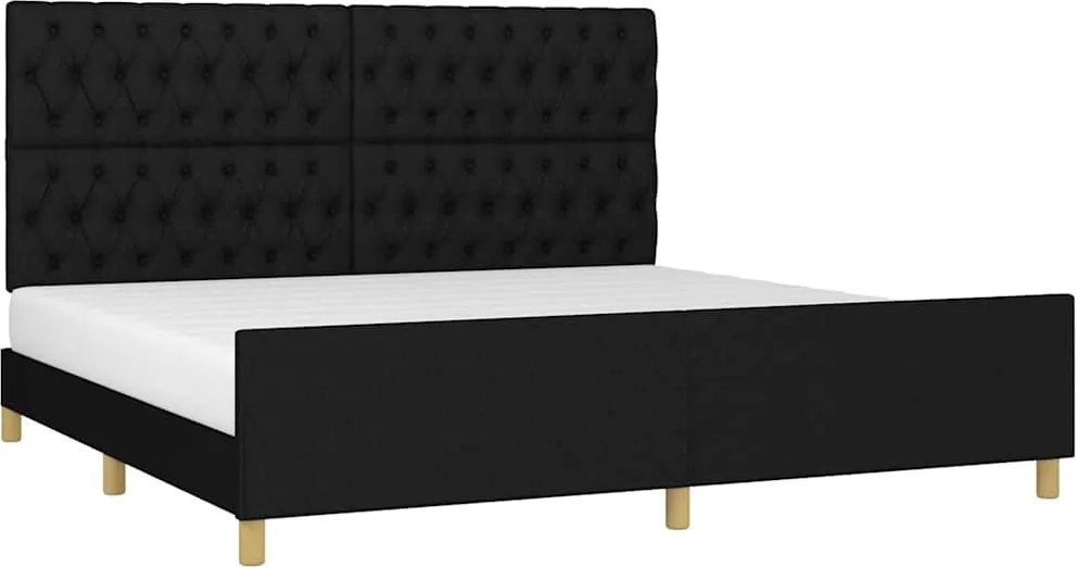 Rám postele s čelem černý 200x200 cm textil 3125326