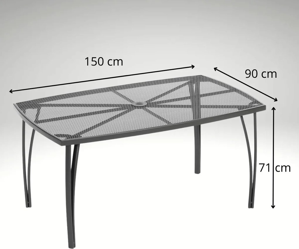 Vikio Zahradní kovový stůl 150x90cm V125 antracit