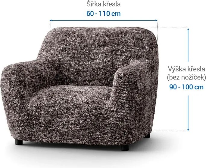 Bielastické potahy MARMO hnědé křeslo (š. 60 - 110 cm)