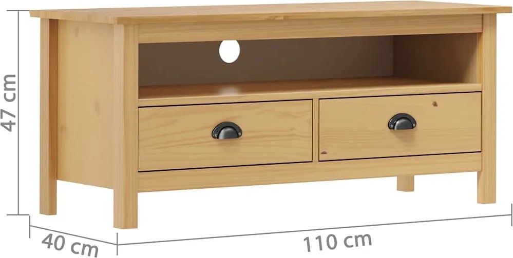 TV stolek Hill medově hnědý 110x40x47 cm masivní borové dřevo 288923