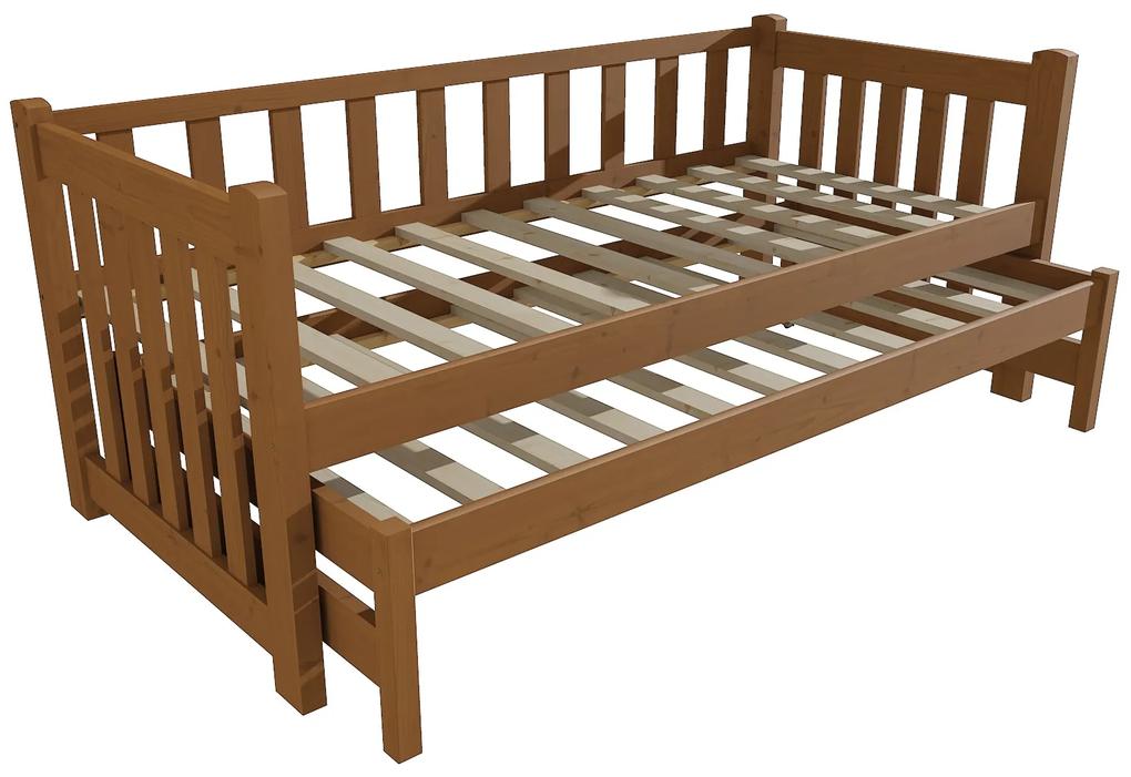 Vomaks Dětská postel s výsuvnou přistýlkou DPV 002 Rozměr: 90 x 200 cm, Barva: bezbarvý lak
