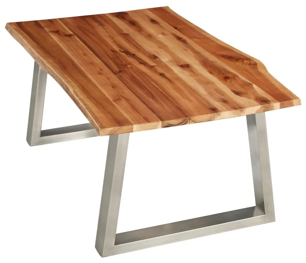 Konferenční stolek 100x60x40 cm masivní akácie a nerezová ocel - Default Title