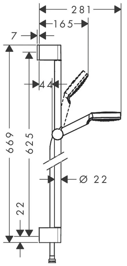Hansgrohe Crometta, sprchová souprava 1jet se sprchovou tyčí 65 cm, bílá/chromová, HAN-26533400