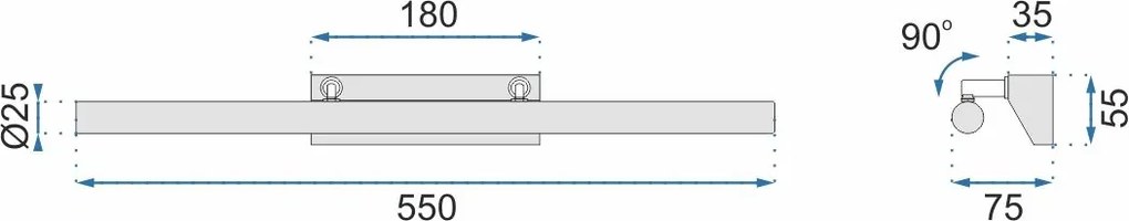 Rea - Toolight LED koupelnové svítidlo nad zrcadlo 7W 55CM APP362-1W, chrom, OSW-08428