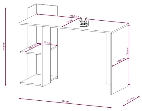 Psací stůl MARLO dub artisan/bílá