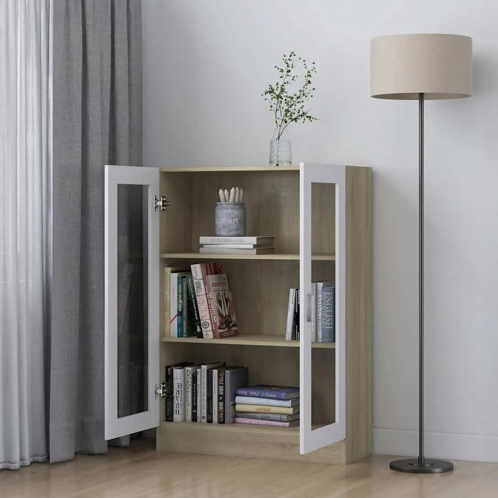 vidaXL Vitrína 82,5 x 30,5 x 115 cm kompozitní dřevo [802755] Barva: Černý dub
