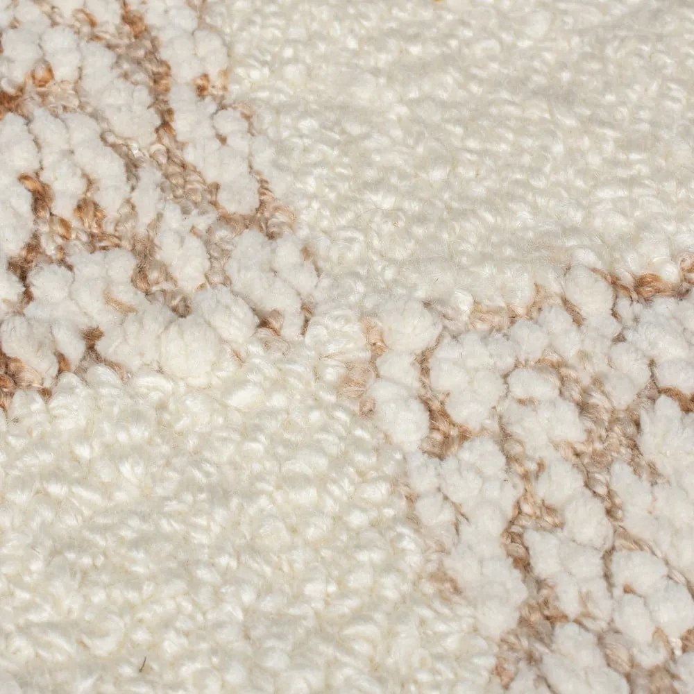 Krémový/v přírodní barvě ručně tkaný koberec s příměsí vlny 120x170 cm Eric Checkboard – Flair Rugs