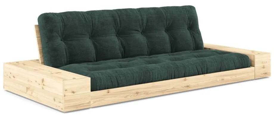 Tmavě zelená manšestrová rozkládací pohovka 244 cm Base – Karup Design