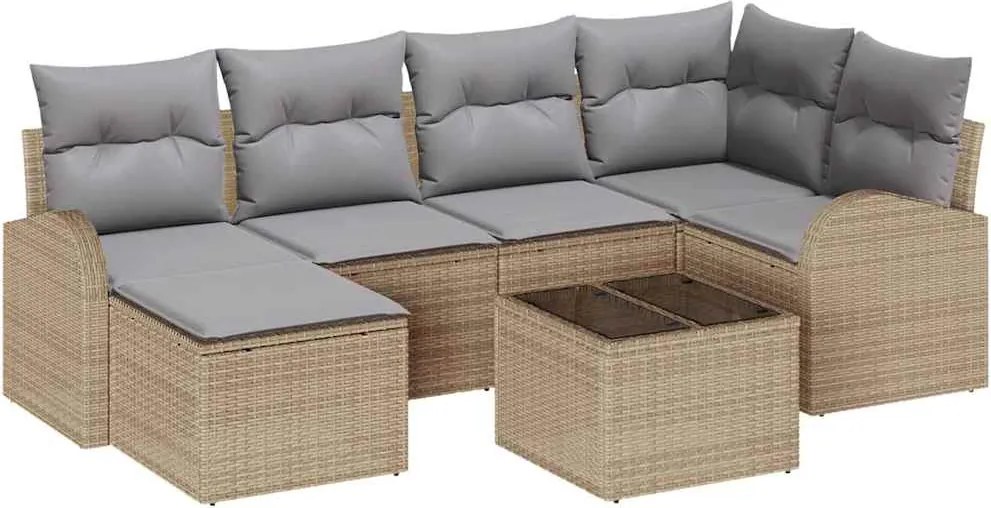 Set pohovek 7 ks Beige a světle šedá polyratan 3354789