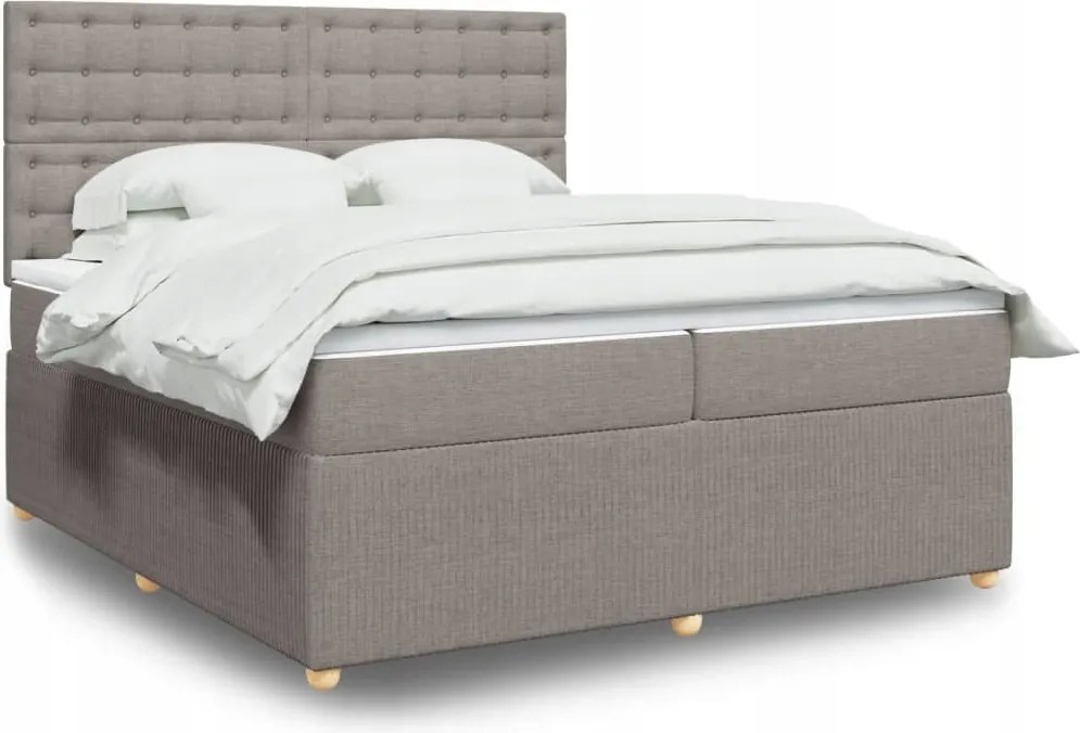Box Spring Postel S Matrací Textil Taupe tlačítka 200 x 200 cm