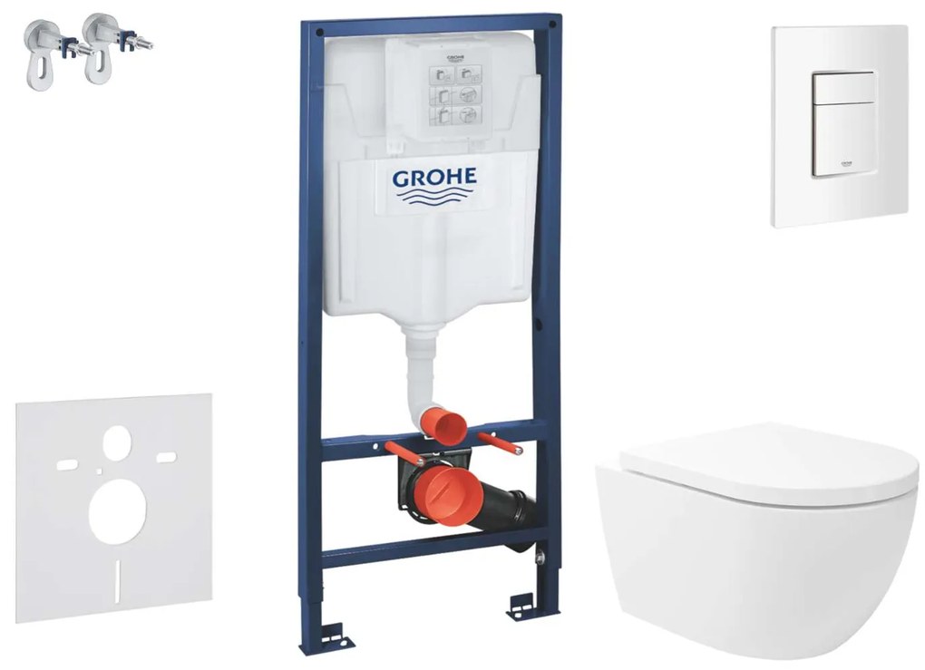 Grohe Rapid SL - Set předstěnové instalace, klozetu Oudee Vortex a sedátka softclose, tlačítko Skate Cosmopolitan, alpská bílá SANI11BA3108