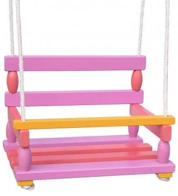 Teddies Houpačka dřevo růžová 40x30cm nosnost 80kg