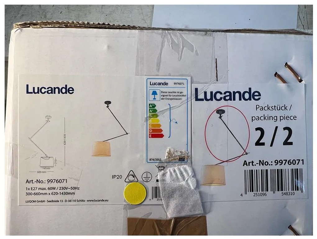 Lucande Lucande - Lustr na tyči JOLLA 1xE27/60W/230V LW0355