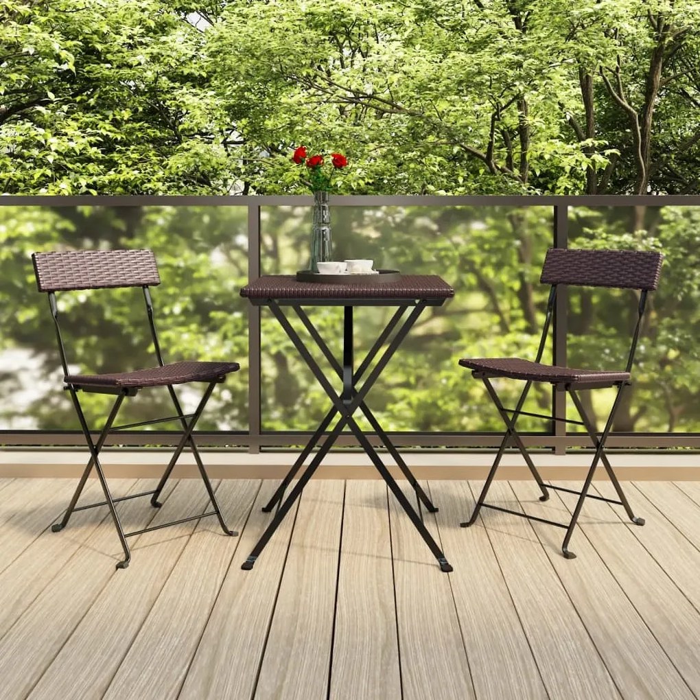 Fionshop 264015941 3dílný skládací bistro set hnědý polyratan