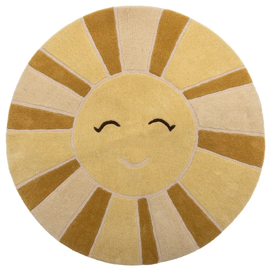 Béžový/jantarový vlněný dětský koberec ø110 cm Sun – Bloomingville Mini Biano.cz
