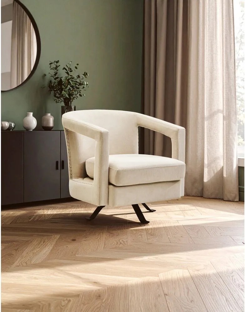 Béžové otočné sametové křeslo Hestia – Premier Housewares