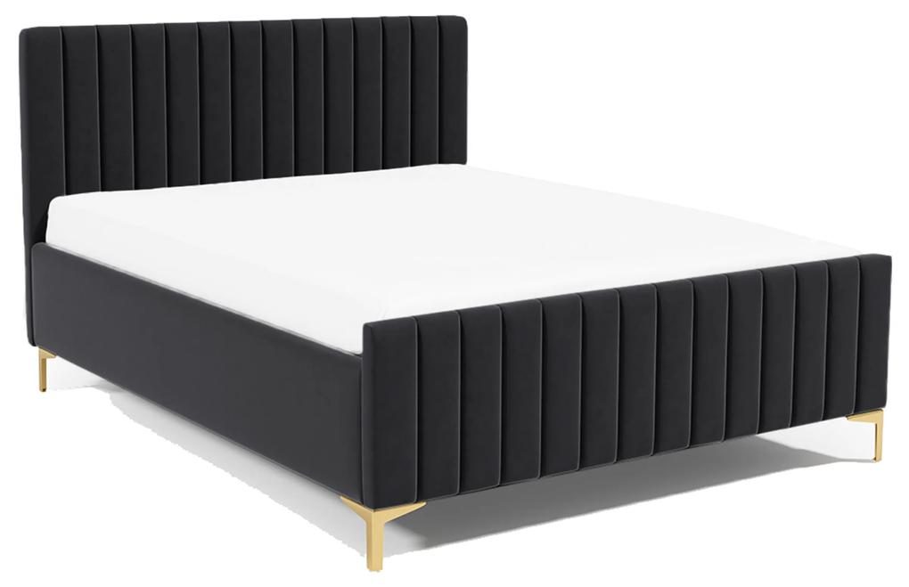 Eka Čalouněná postel SUTRA+ 160x200 cm Barva látky Trinity: (2316) Černá, Úložný prostor: Bez úložného prostoru
