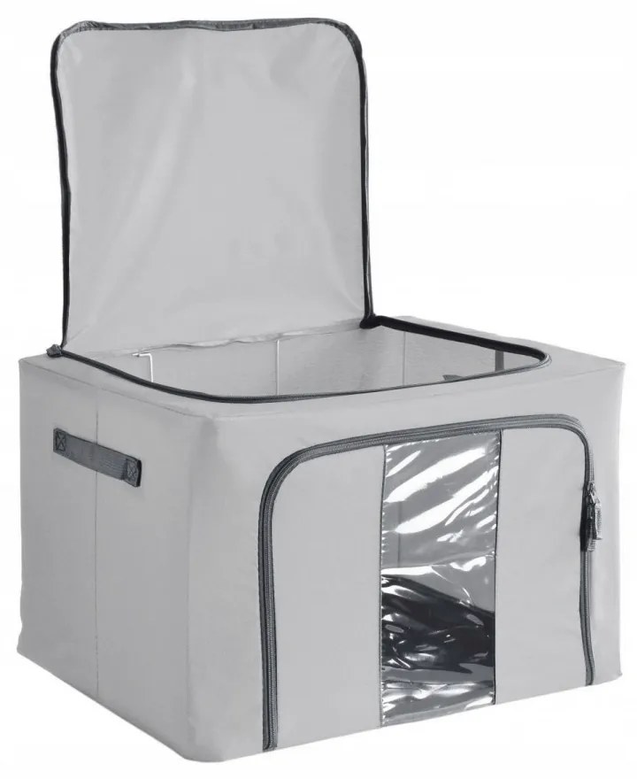 eCarla Textilní box pro uskladnění ložního prádla a oblečení, šedý LUFER 50x40x32