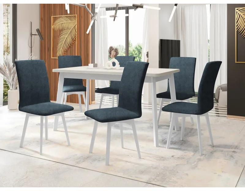 Jídelní jídelní stůl se 6 židlemi AL24, Barva dřeva: dub artisan - L, Potah: 25x - Paros 2, Barvy nožiček: Bíla