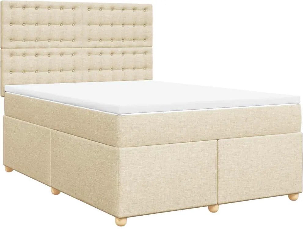 Box spring postel s matrací krémová 140x190 cm textil 3293594