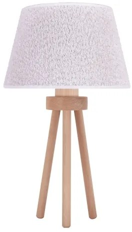 Duolla - Stolní lampa BOUCLE 1xE27/15W/230V pr. 28 cm bílá/dřevo