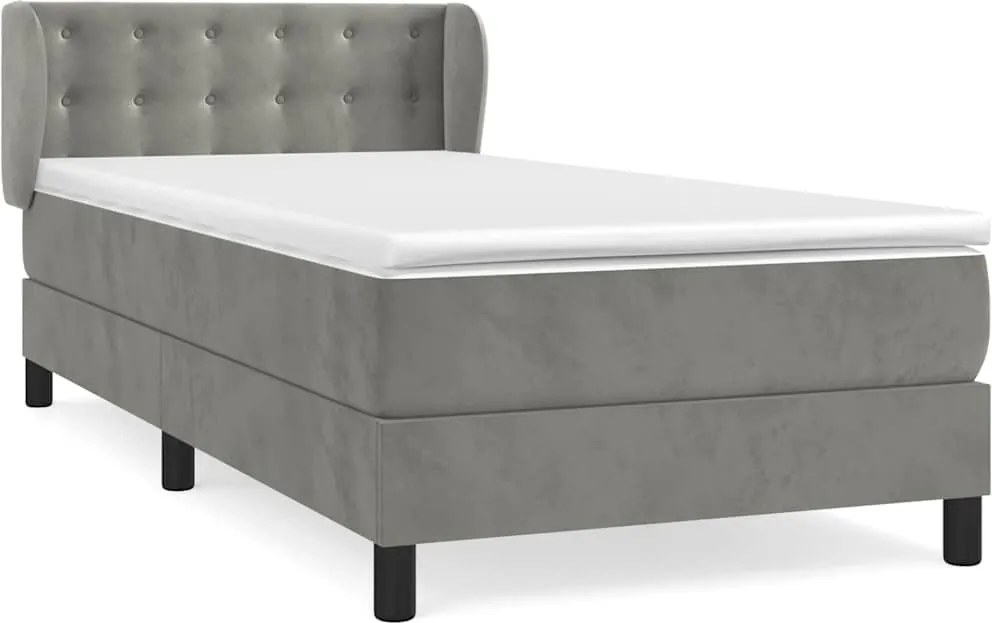 Box spring postel s matrací světle šedá 100x200 cm samet 3127715