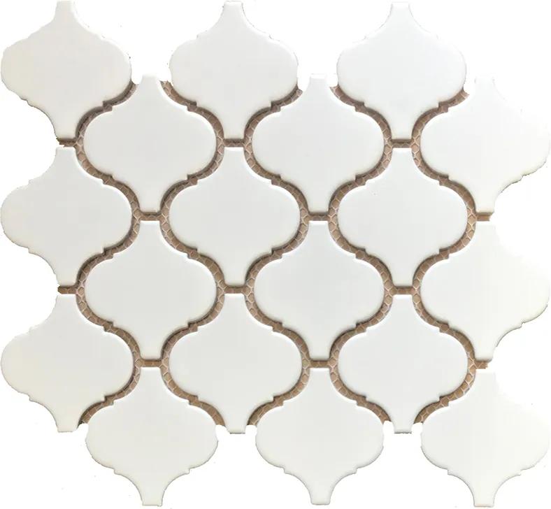 FIN Obklad keramická bílá Mozaika ARABESKA Bílá Mat 7,4x7,8 (28x24,5) cm - WPALM140