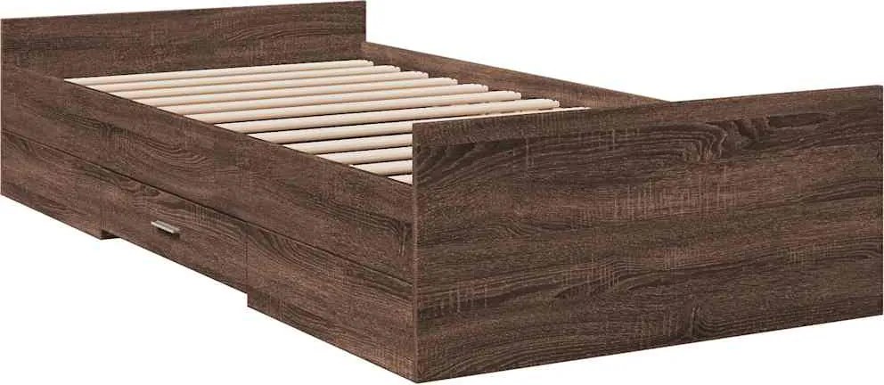 Rám postele se zásuvkami hnědý dub 75 x 190 cm kompozitní dřevo 3280355