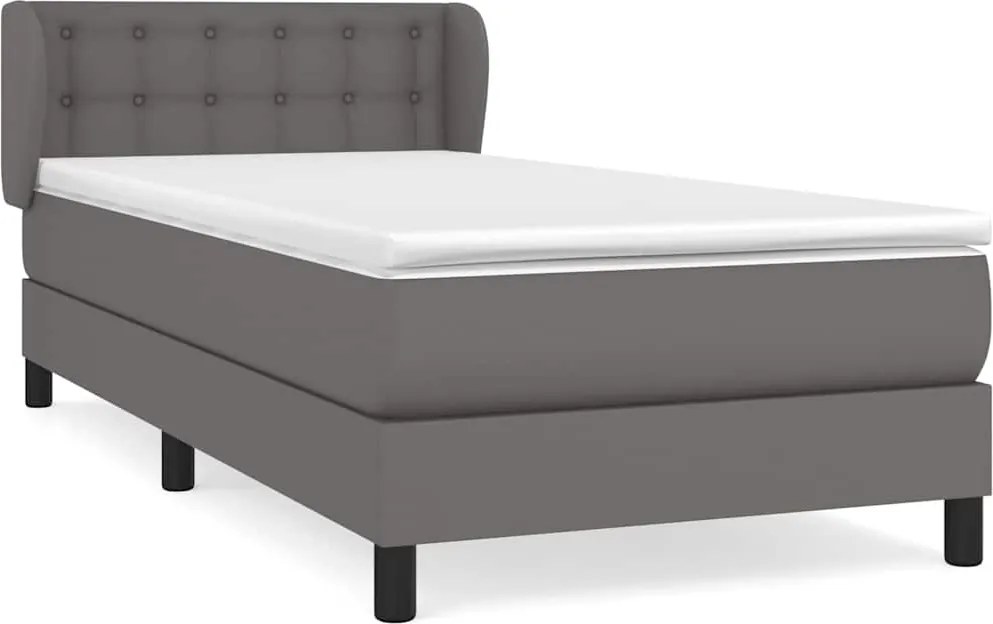 Box spring postel s matrací šedá 90x190 cm umělá kůže 3127287